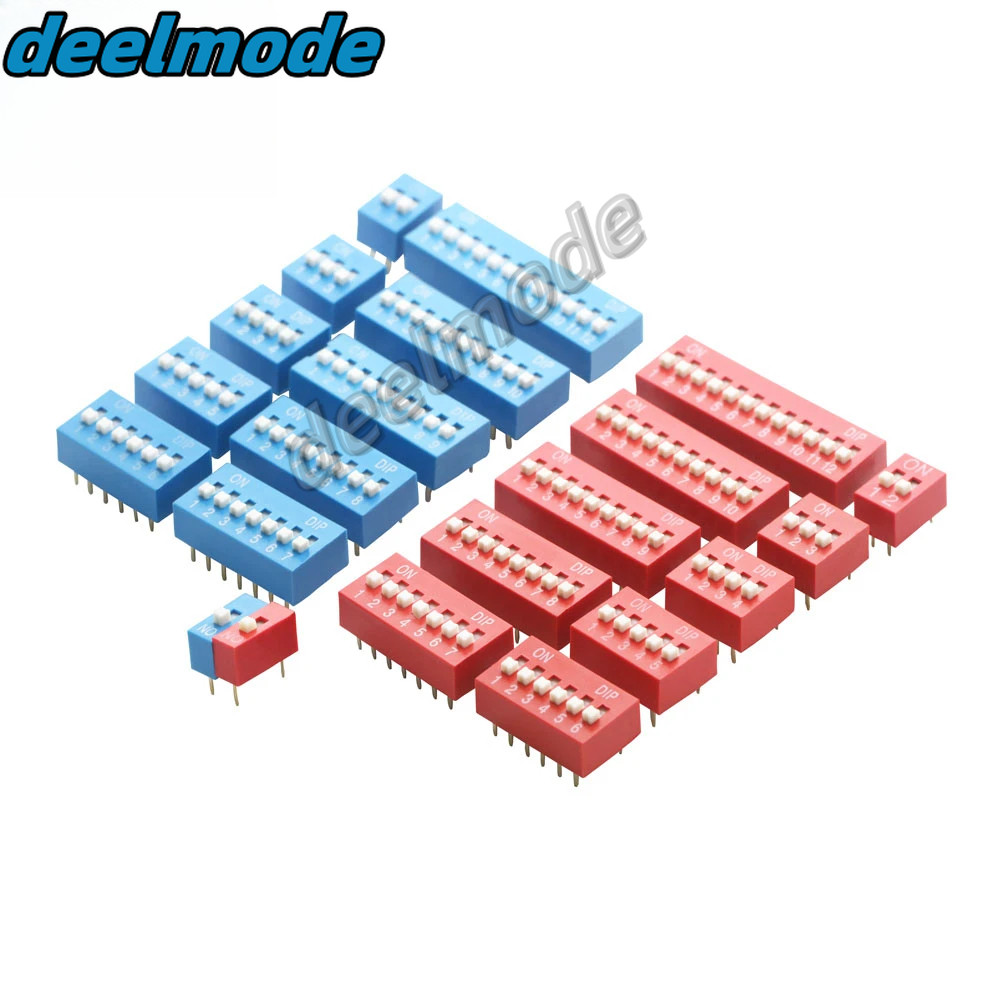 10PCS Toggle Switch Spacing 2.54MM DIP Red Blue Dial The Code Switch 1 ...