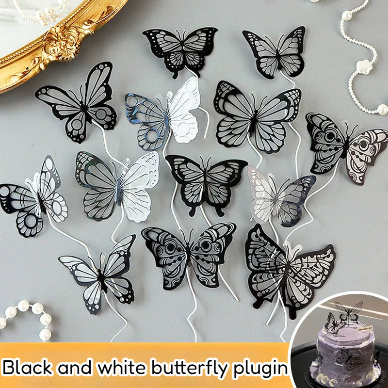 Black and white butterfly cake decoration plugin suitable for children ...