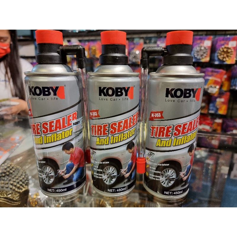 KOBY TIRE SEALER & INFLATOR 450ml ( sold per bottle ) | Shopee Philippines