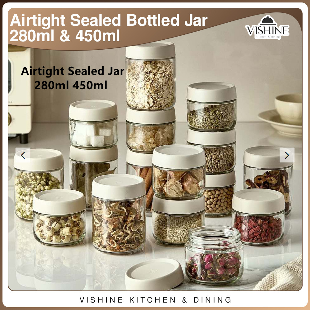 VISHINE Set Of Sealed Glass Jars Snack Storage Jars Condiments Jars ...