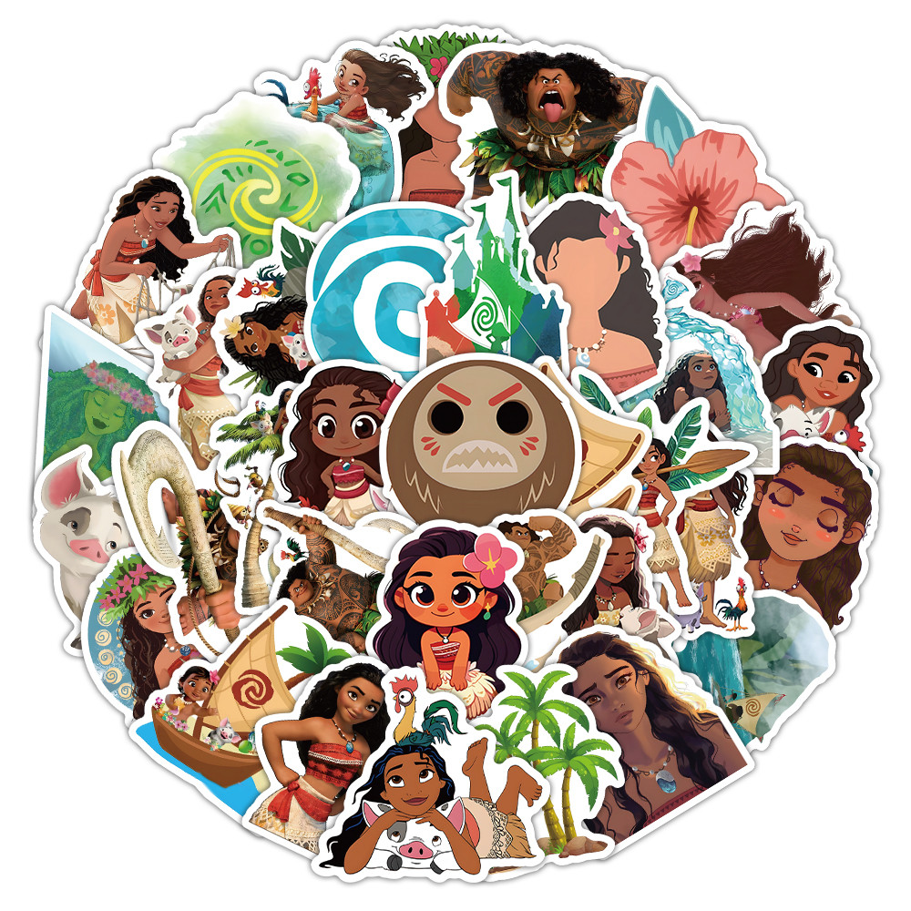 Moana 2 Ocean Adventure Sticker Pack (52pcs) | UV-Resistant Cartoon ...