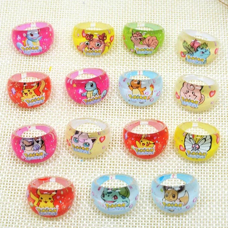 20Pcs Anime Pokemon Kids Acrylic Rings Cartoon Pikachu Mix Girls ...