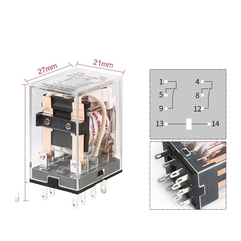 Delixi intermediate relay 220V AC 8 feet DC 12 small 14 electromagnetic DC24 switch 380 with ...