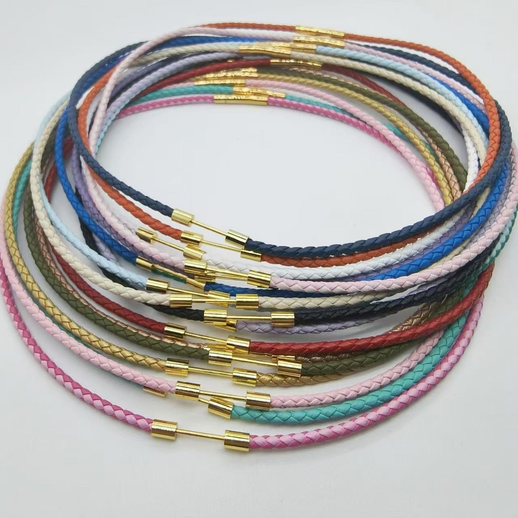 Color Retention 18k Electroplating 3MM Leather Rope Necklace Collar ...