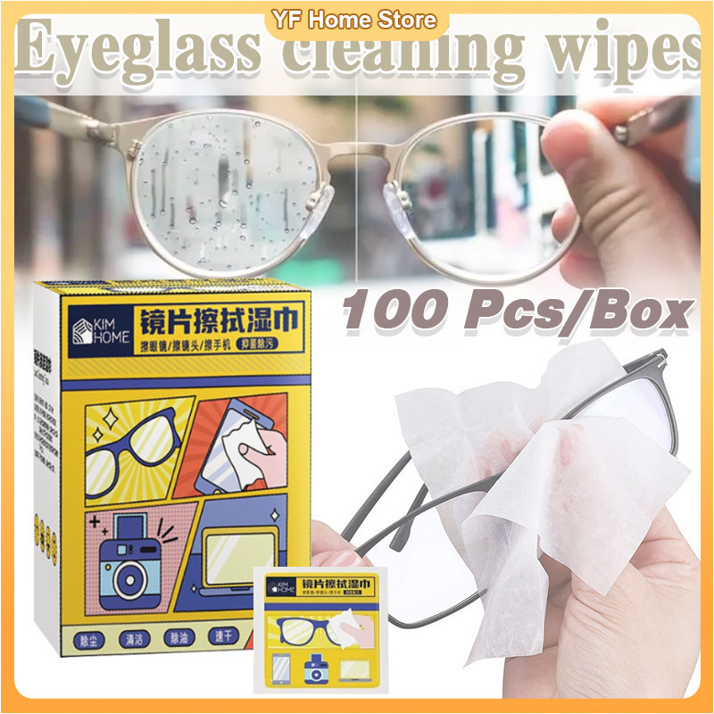 100pcs/box Disposable Eyeglasses Lens Cleaning Cloth Anti Fog Wet Wipe ...