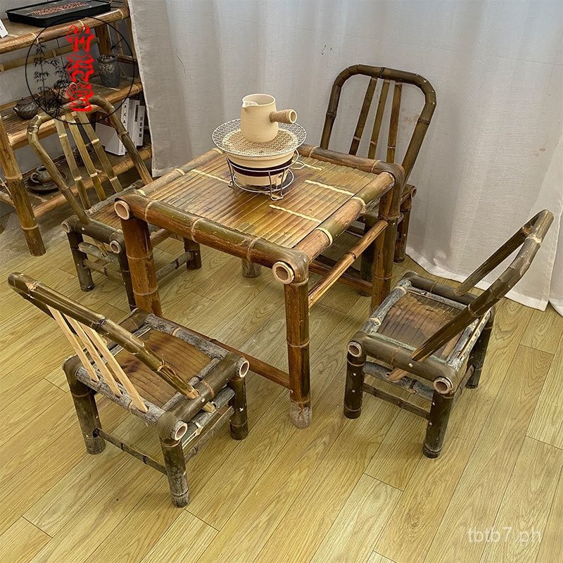 Chinese Style Old-Fashioned Table Bamboo Table and Chair Full Set ...