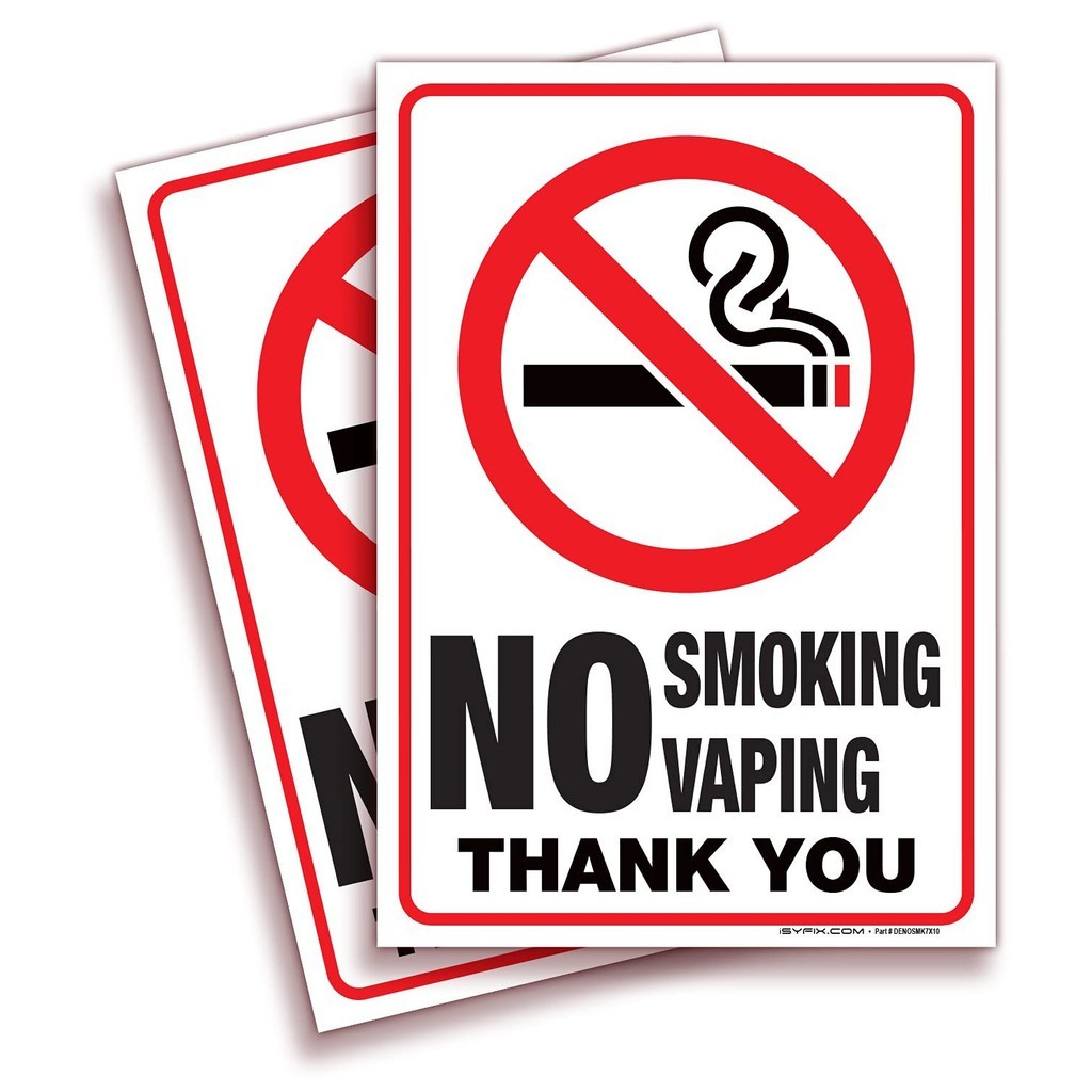 No Smoking No Vaping Sticker Sign - 4.7x10 inch – No Smoke Labels for ...
