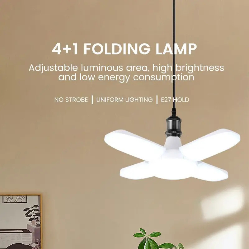 E27/E26 60W Foldable Fan Blade LED Pendant Lights No Flicker LED Bulb ...