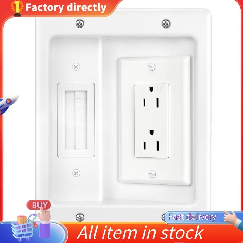 In stock-Recessed Outlet Box in Wall Cable Management Kit 15A 125V Hide ...