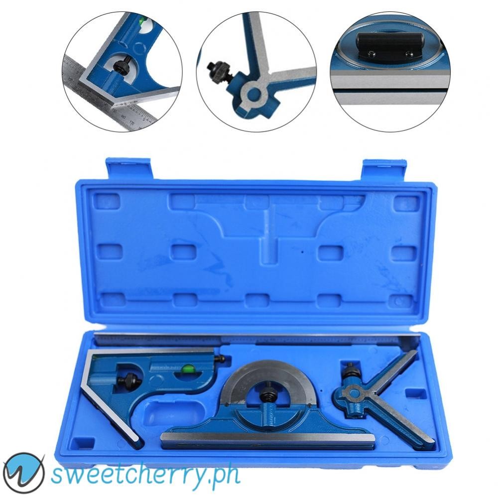 180 Degree Protractor Angle Combination Set with 4 Stainless Steel ...