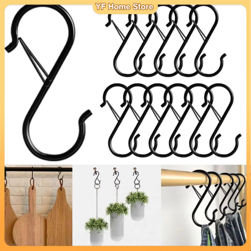 1/3/5pcs S Shaped Metal Hanging Hooks Safety Buckle Design Windproof ...
