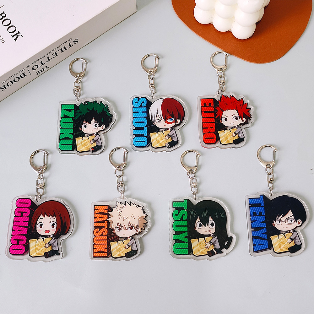 Cartoon My Hero Academia Acrylic Keychains Double Side Anime Character ...