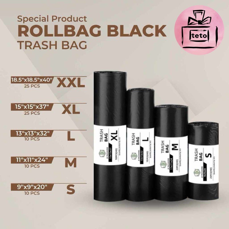 ttee_shop '' Clear and Black Trash Garbage Bag Small/Medium/Large/XL ...
