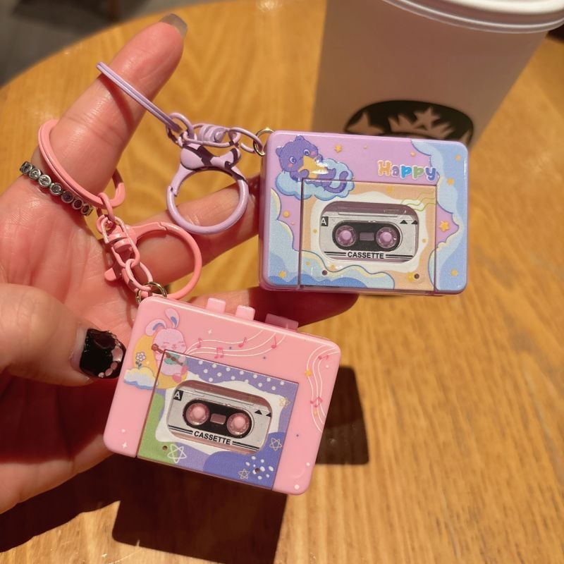 Retro Tape Recorder Keychain With Music Cassette Recorder Recording ...