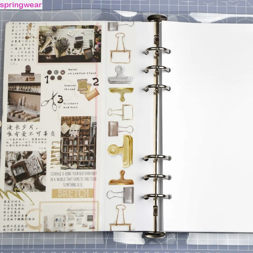 SPRINGWEAR Double-sided Release Paper, 40Sheets 6-hole Adhesive Tape ...