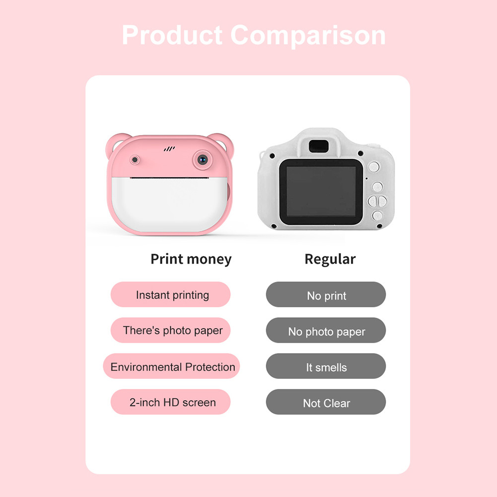 Kids Mini Instant Print Camera 24MP HD 1080P Video Photo Printing ...