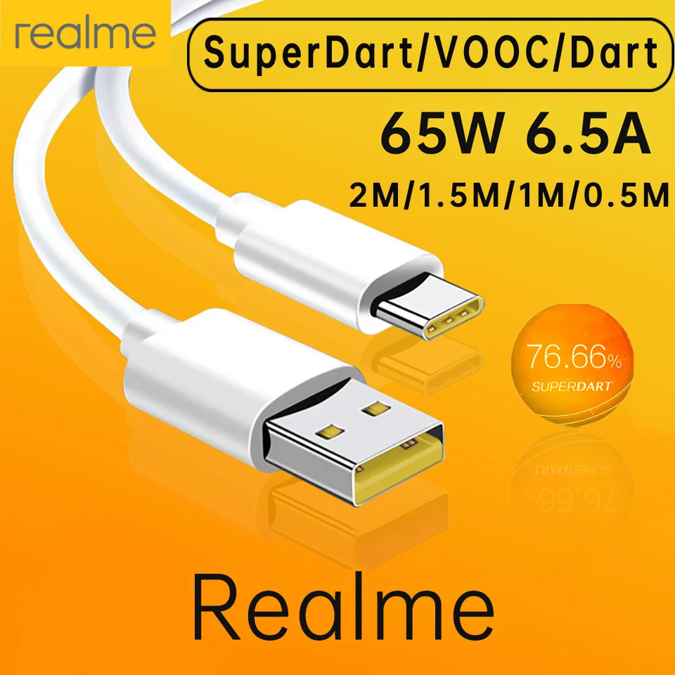 Realme Original Type C Cable Phone Cables 65w 80W 6.5A Super Fast ...