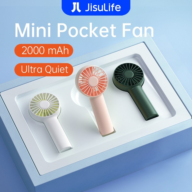 JISULIFE Mini Fan Portable Rechargeable 3 Speed Strong Wind Handheld ...