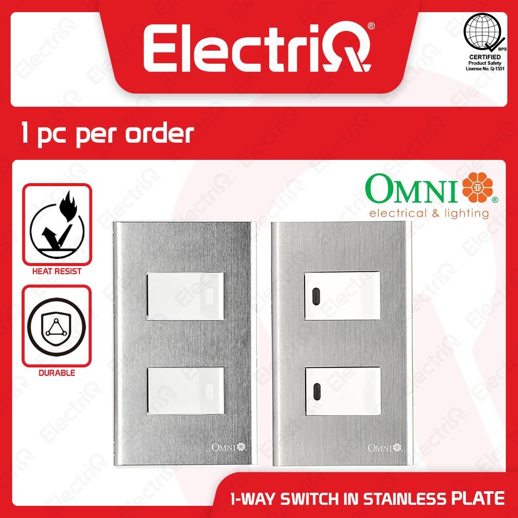 Electriq | Omni 2-Gang 1-Way Switch in Stainless Plate 16A(250~) Illuminated & Not Illuminated ...
