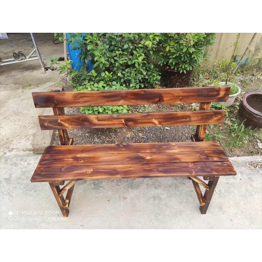 Carbonized Wood Long Chair Park Chair Long Bench Garden Shoe Changing ...