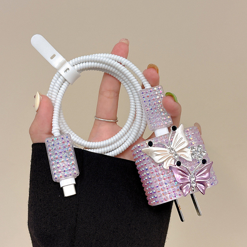 Bling Butterfly/bow Charger Protector Case Wire Cover for Iphone ...