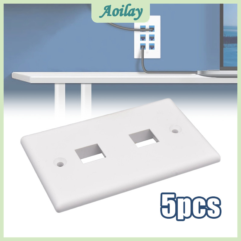 5Pcs 2 Port CAT6 Ethernet Keystone Jack Wall Plate Surface-mounted RJ45 ...