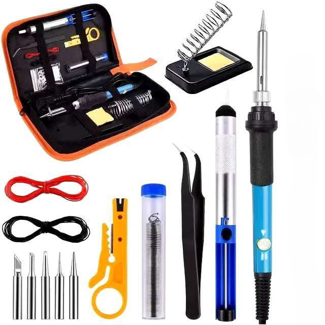 15-in-1 60W 220V Soldering Iron Set Electronic Iron Kit 200-450°C Adjustable Temperature box ...