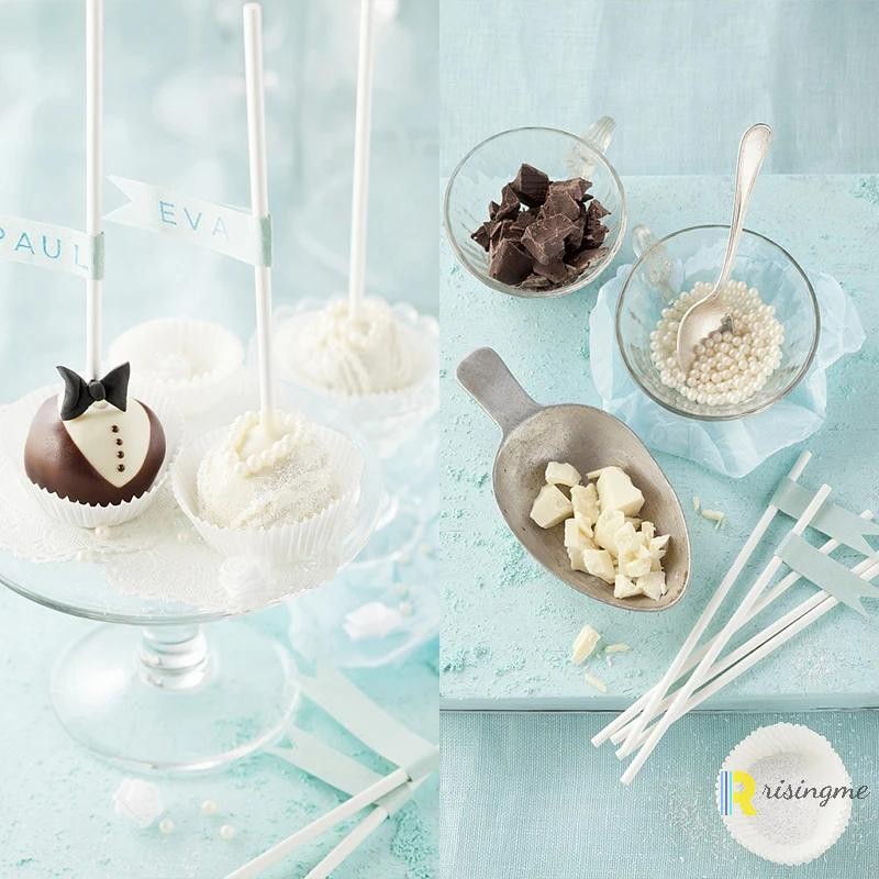 [Risingme] 100Pcs 8/10/12/15cm White PP Solid Core Lollipop Sticks for ...