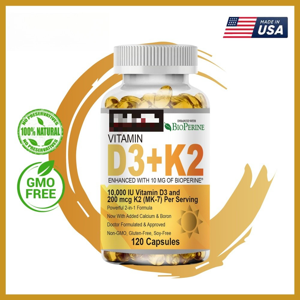 Vitamin D3 K2 10000 IU D3 + 200 mcg K2 MK7 Boost Immunity Strengthen ...