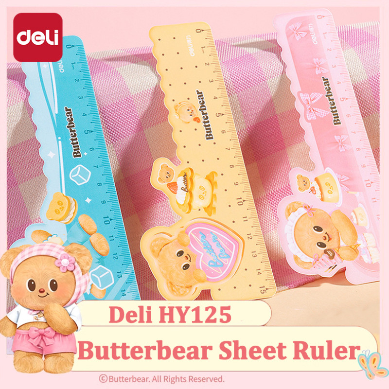 1PCS Deli HY125 Butterbear Sheet Ruler Cartoon PP Ruler Student 15cm ...