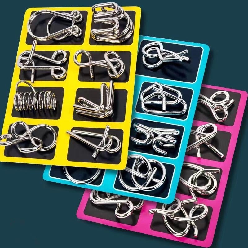 8PCS/Set Metal Puzzle Brain Teaser Intelligence Solution Puzzles For ...