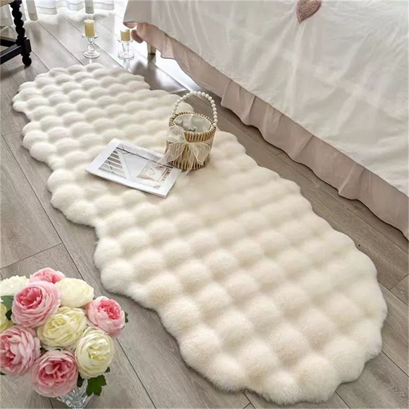Oval Plush Carpet Imitation Rabbit Fur Mat Bedroom Rug Sofa Chair ...