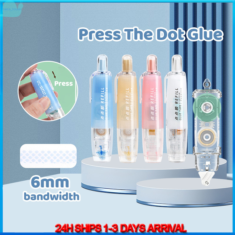 Dots Glue Tape Double-sided Glue 360 Rotating Tip Pen Shape Glue Tape ...