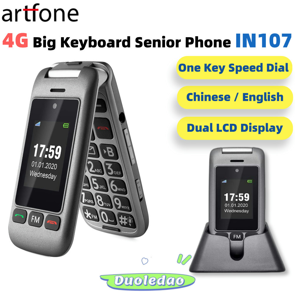 ARTFONE 4G LTE Senior Flip Phone G6,Charging Dock Unlocked Sim Card ...