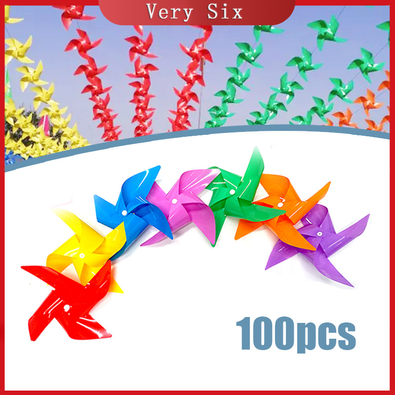 100Pcs Yard Garden Plastic Pinwheels Fiesta Flag Birthday Party Grand ...