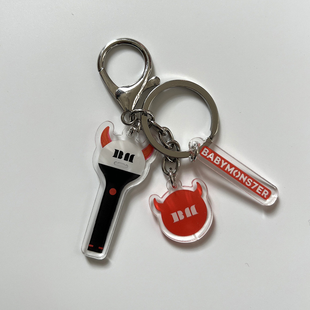 Kpop Idol BABYMONSTER Acrylic Lightstick Charm Keyring Keychains ...