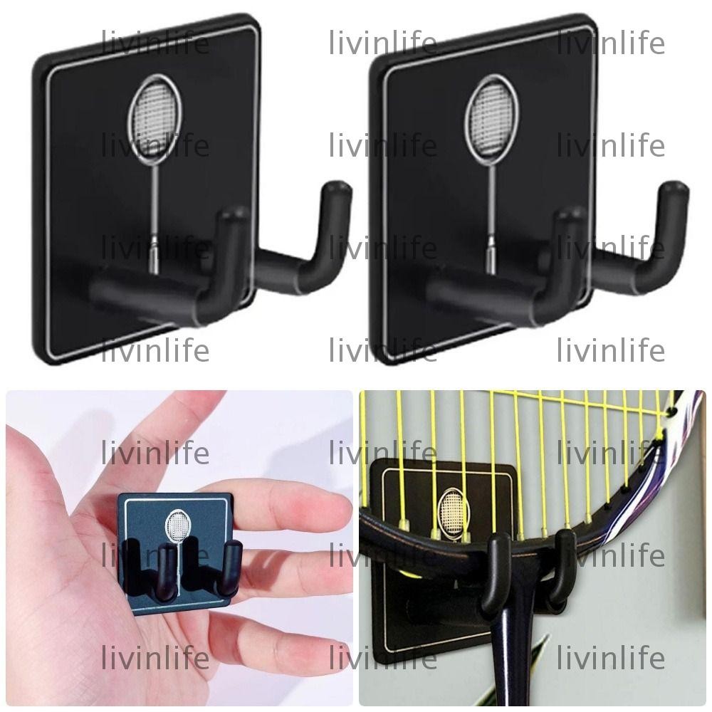 LIVINLIFE 1Pcs Tennis Racket Holder, No Hole Storage Rack Wall Hook ...