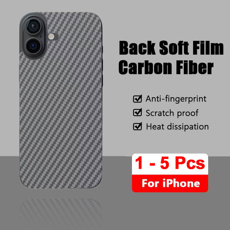 [1 -5 Pcs] For iPhone 16 Pro Max 15 Plus 14 13 Mini 12 11 Carbon Fiber ...