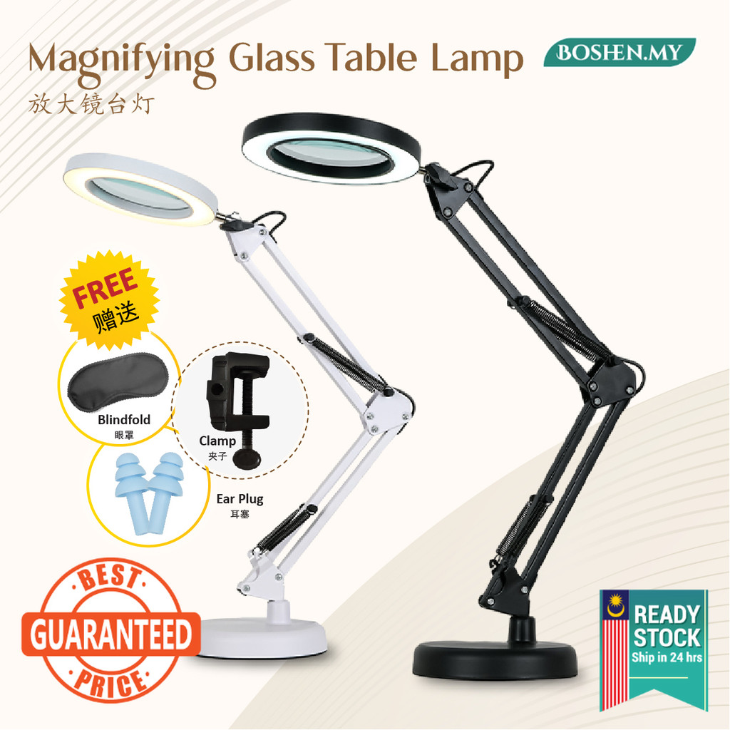 10X Magnifying Glass Table Lamp Magnifier LED Light 10 Levels ...
