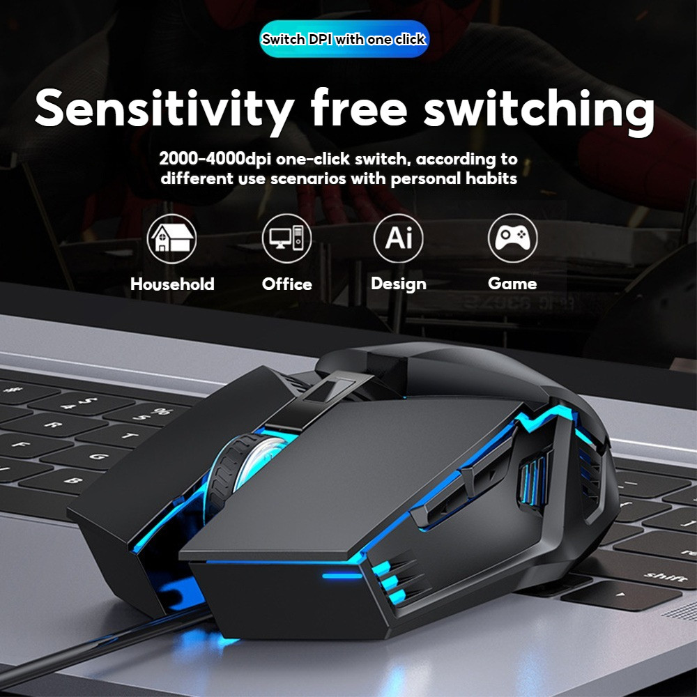 RGB Illuminated Wired Mechanical Gaming Mouse High Precision Esports ...