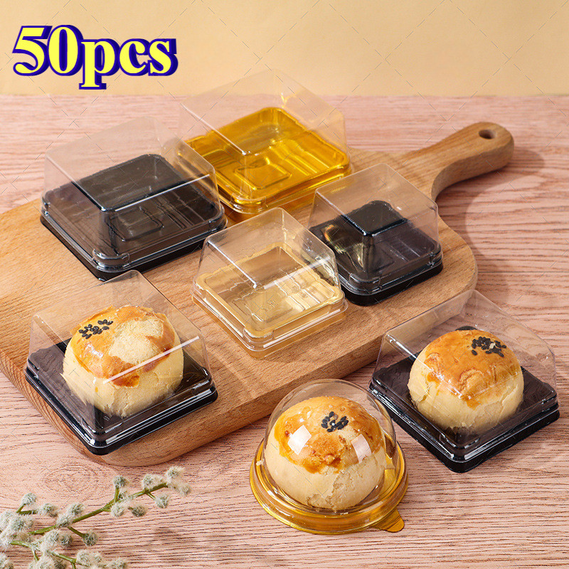 50pcs Clear Souvenir Mini Cupcake Acetate Dome Holder Pastry Mochi ...