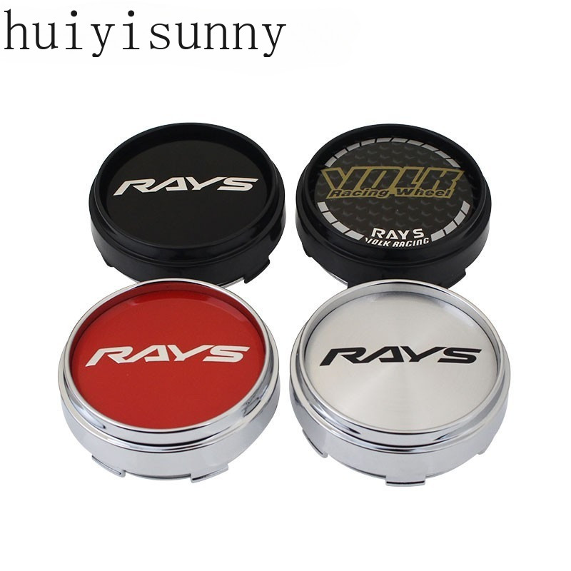 HYS car styling 4pcs rays volk racing center caps for rims 66/62mm clip volk emblem sticker ...
