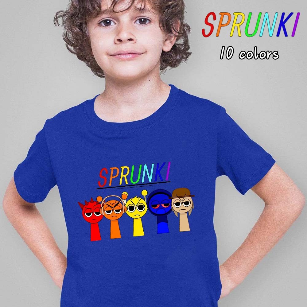 Incredibox Sprunki Cartoon Printing Children Short Sleeve Shirt Kids ...
