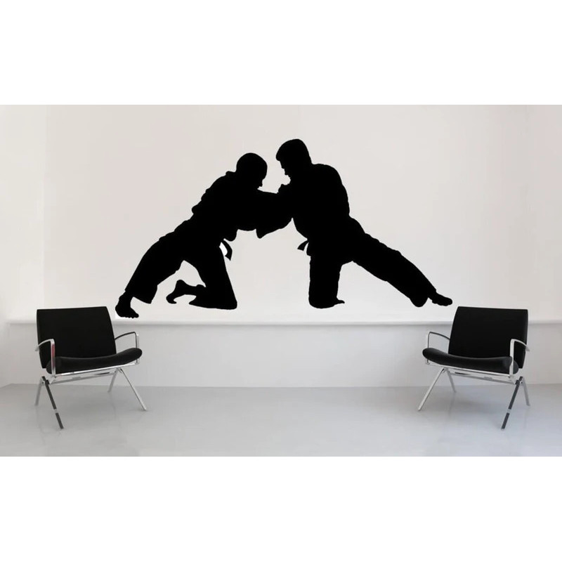 Judo Karate Wall Decal Jiu Jitsu Art Studio Decor Bedroom Vinyl Sticker ...