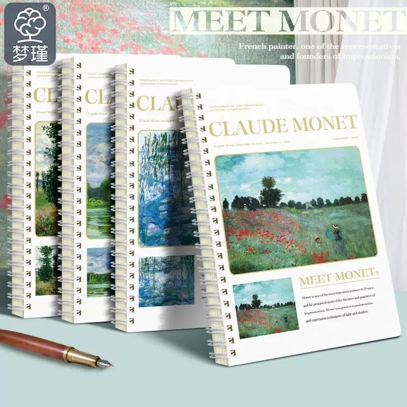 4PCS A5 Coil Notebook Natural Fashion Cover Coil Notebook Hardbound ...