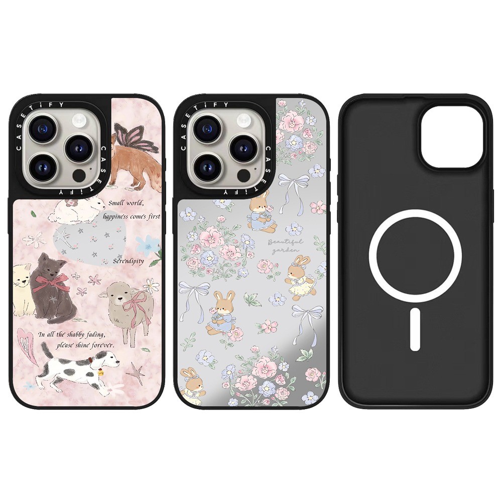 Magnetic Flower Rabbit Mirror Phone Case for IPhone 16 Pro Max 16 Plus ...