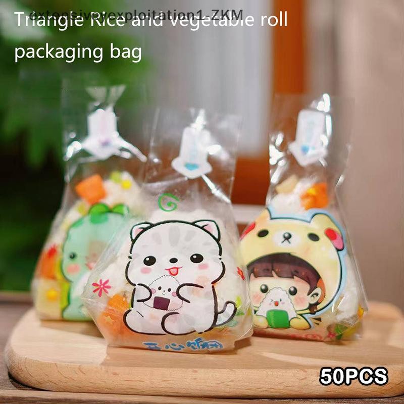 【EPPH】 50PCS Lovely Cartoon For Triangle Rice Ball Packaging Bag Nori ...