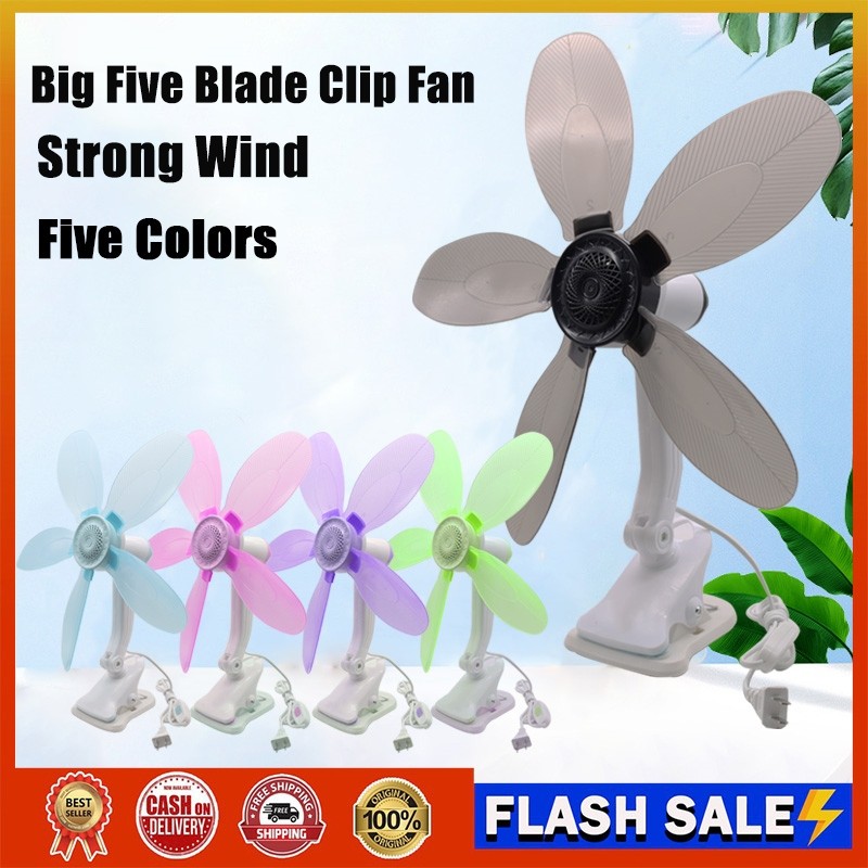 5 Blade Stand Fan Electric Fan Big Clip Fan Portable Desk/Table Fan ...