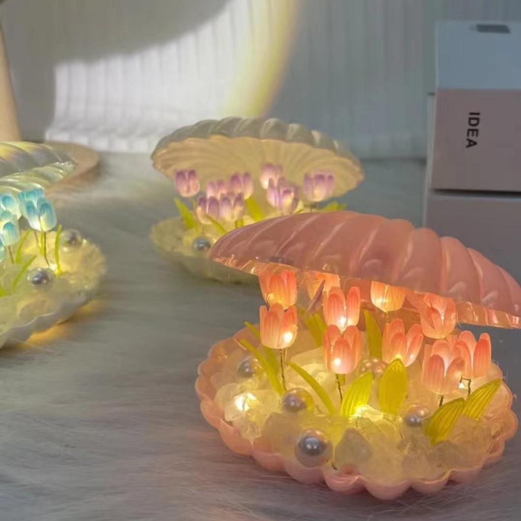 20 Shell Tulip Night Lights Handmade DIY Creative Bedside Table ...