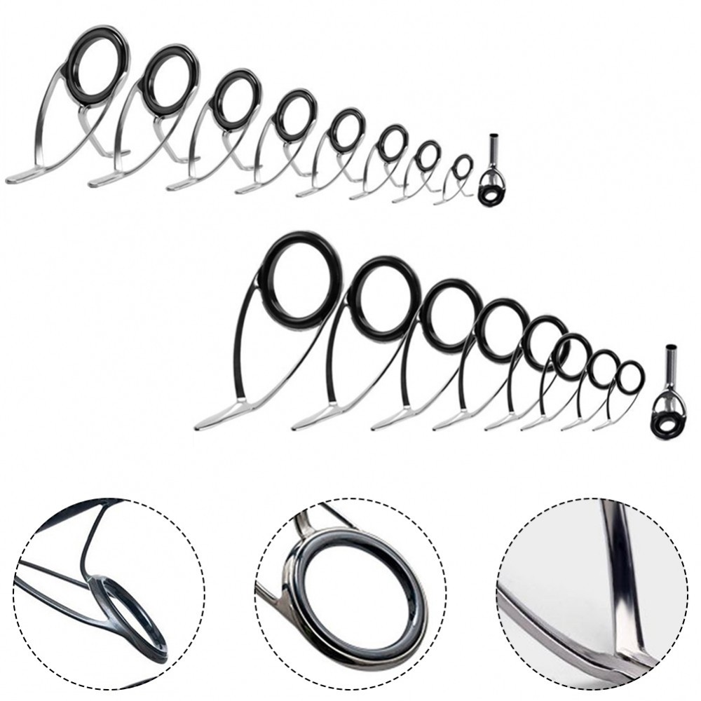 Fishing Rod Top Ring Stainless Steel Kit Replacement Rod Guides Set ...